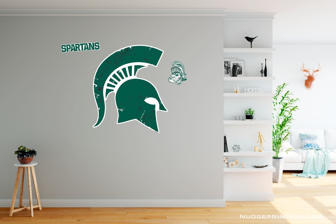MSU Wall Decals Set Michigan State Spartan Sparty Helmet Head Peel and ...