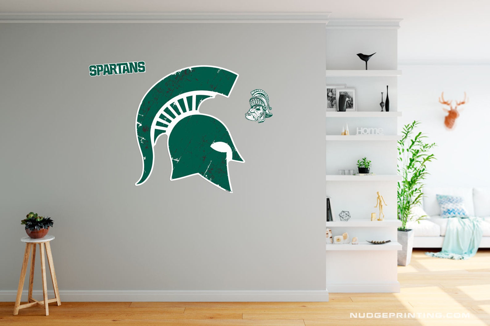 MSU Wall Decals Set Michigan State Spartan Sparty Helmet Head | Etsy