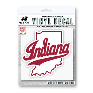 Indiana Script IU Sticker With Indiana Outline Decal Window Bumper ...