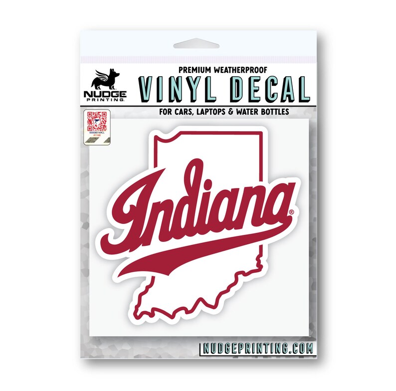Indiana Script IU Sticker With Indiana Outline Decal Window Bumper ...