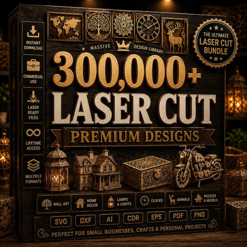 300,000+ Laser Cut Designs Bundle | DXF EPS Png Files | Cnc Router ...