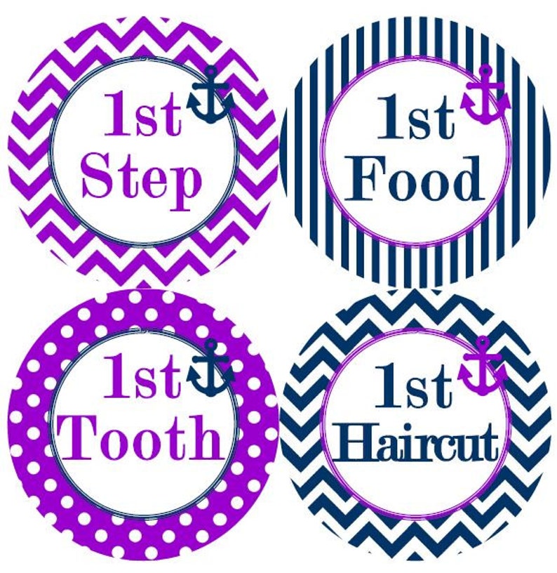 Baby First MILESTONES Stickers Nautical Navy Purple Anchor | Etsy