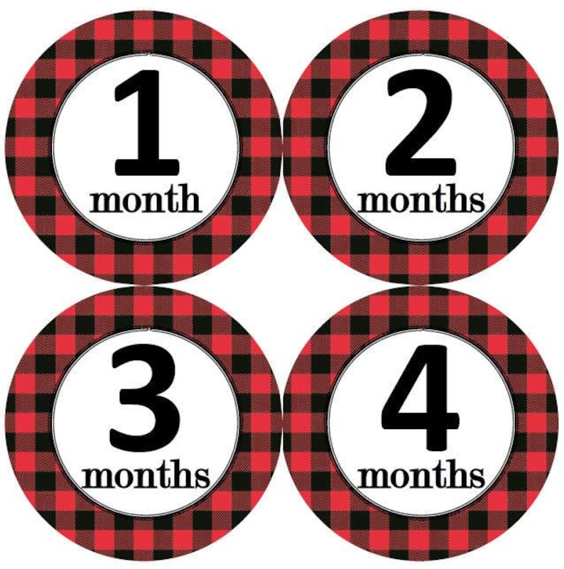 Baby Monthly Milestone Growth Stickers Red Black Buffalo Plaid - Etsy
