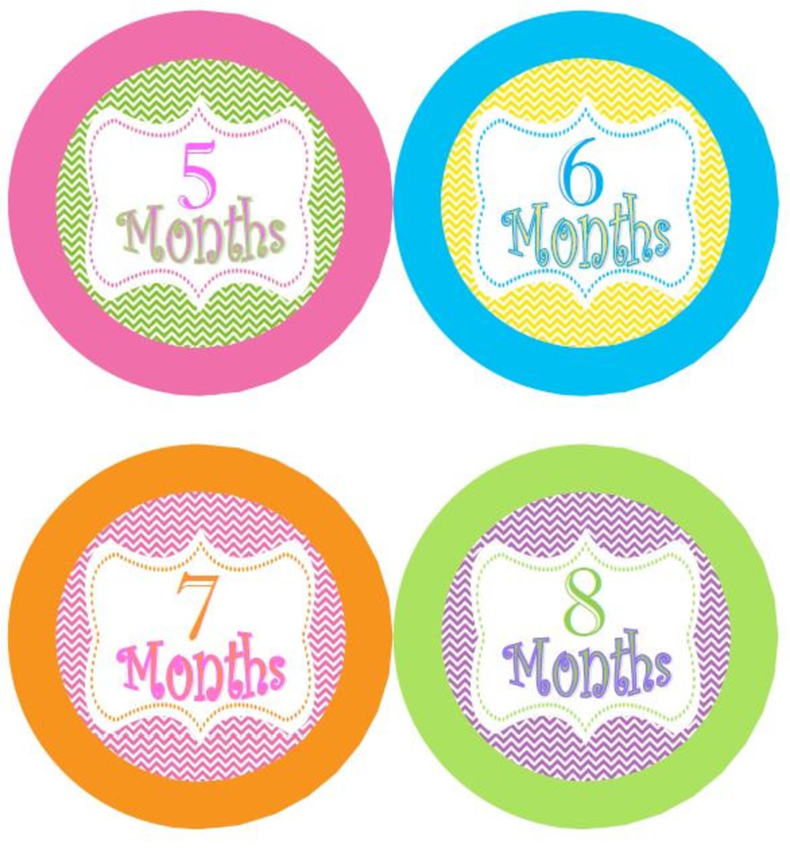 Baby Monthly Milestone Growth Stickers Orange Pink Green Blue - Etsy