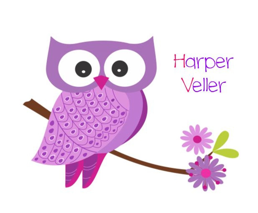 10 Personalized Purple Pink Green Owl Stationery Notecards Note Thank ...