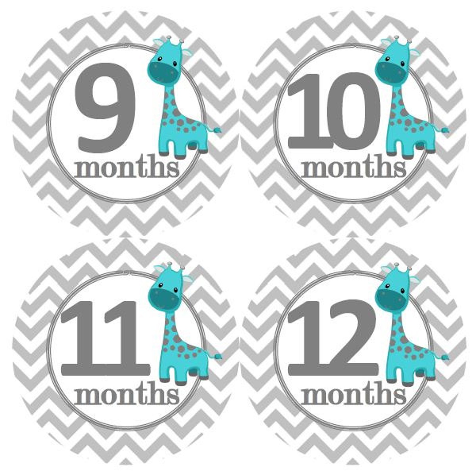 Baby Monthly Milestone Growth Stickers Turquoise With Grey - Etsy