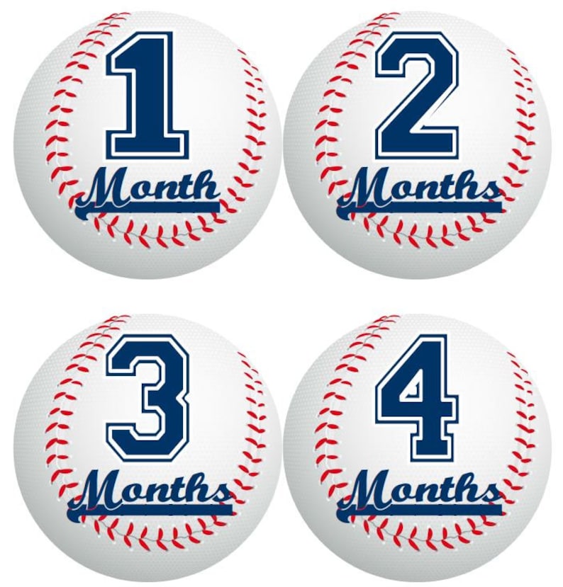 Baby Monthly Milestone Growth Stickers in Baseball Sports Nursery Theme ...