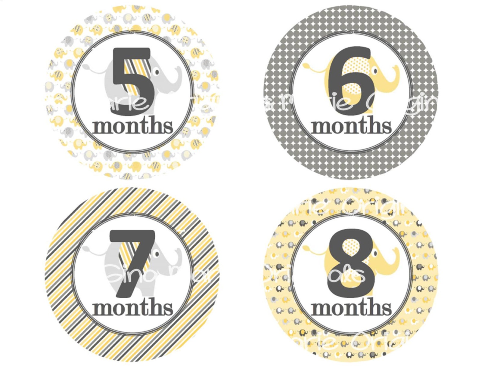 Baby Monthly Milestone Growth Stickers Grey and Yellow - Etsy