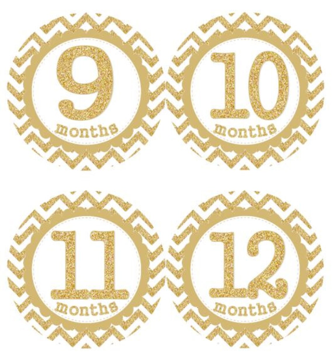 Baby Monthly Milestone Growth Stickers Gold Glitter Chevrons - Etsy