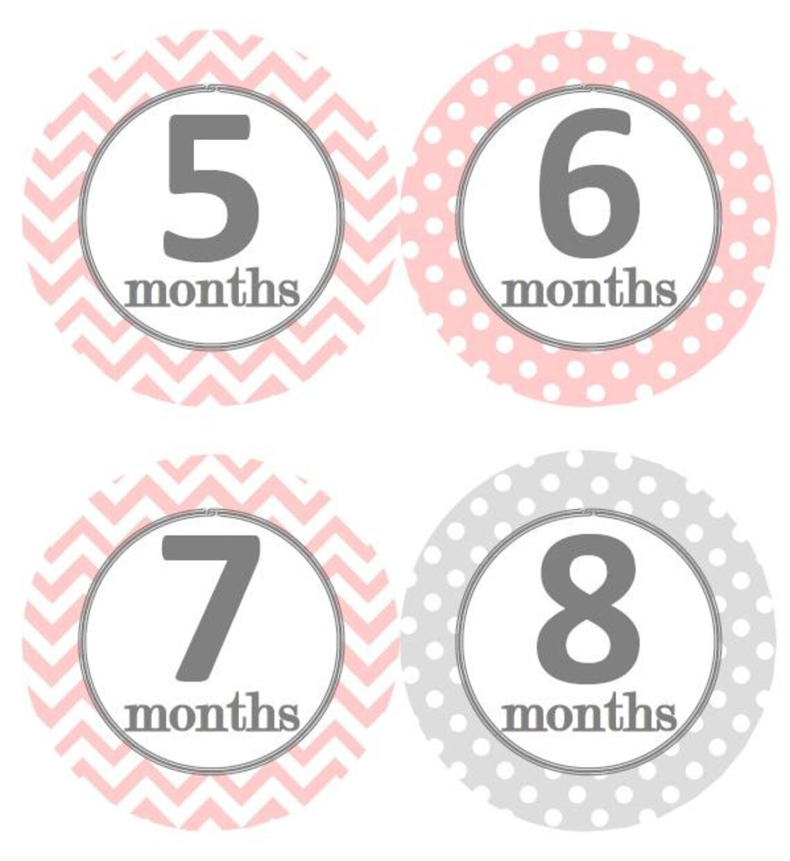 Baby Monthly Milestone Growth Stickers Light Pink Grey Dots - Etsy