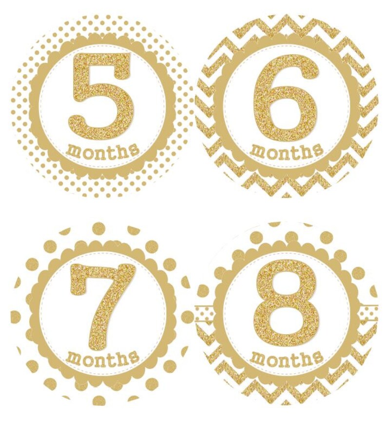 Baby Monthly Milestone Growth Stickers Gold Glitter Dots - Etsy