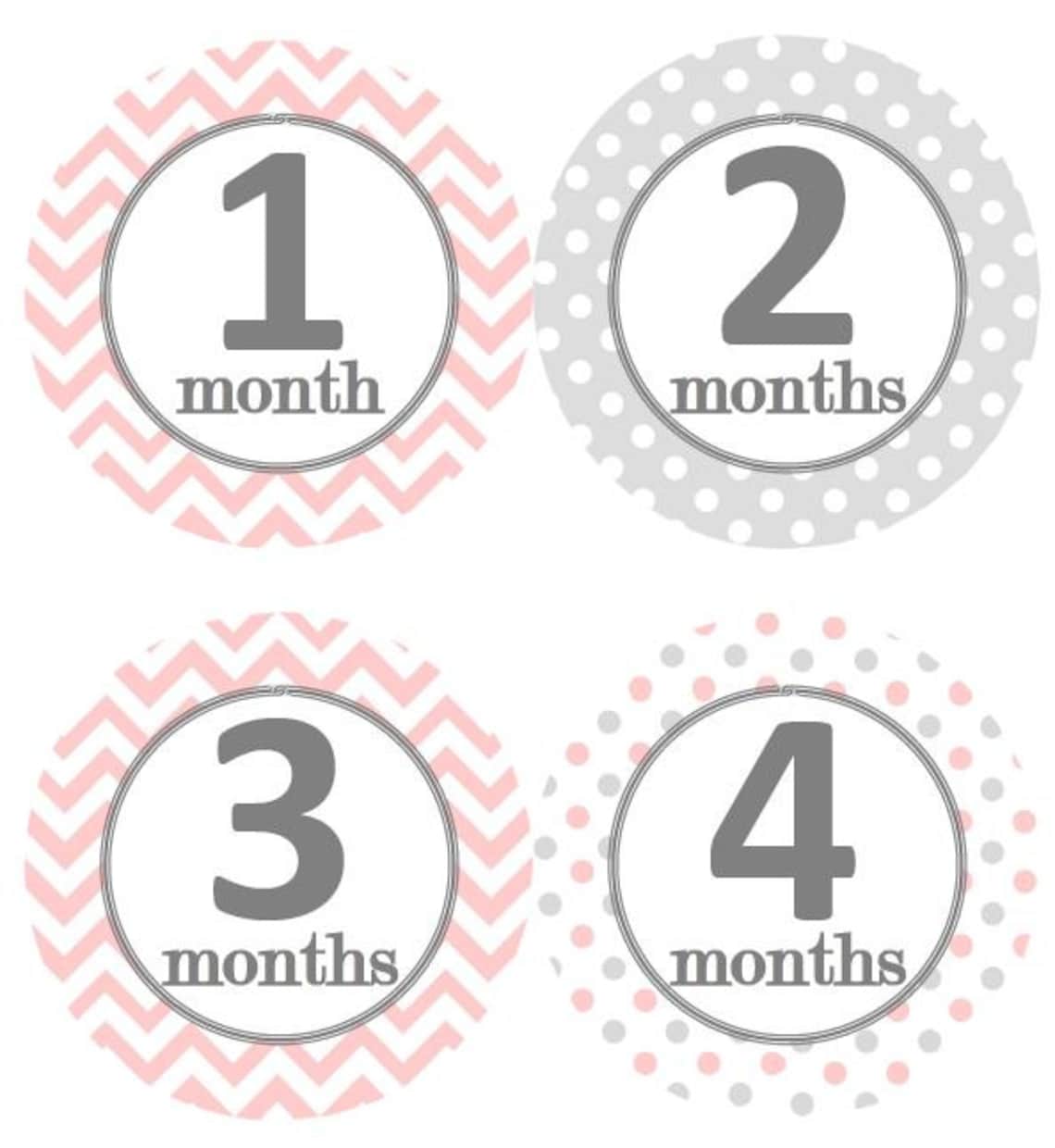 Baby Monthly Milestone Growth Stickers Light Pink Grey Dots - Etsy