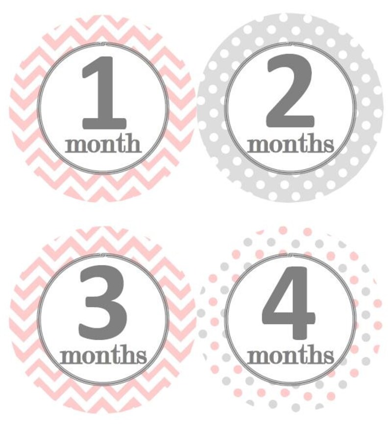 Baby Monthly Milestone Growth Stickers Light Pink Grey Dots | Etsy