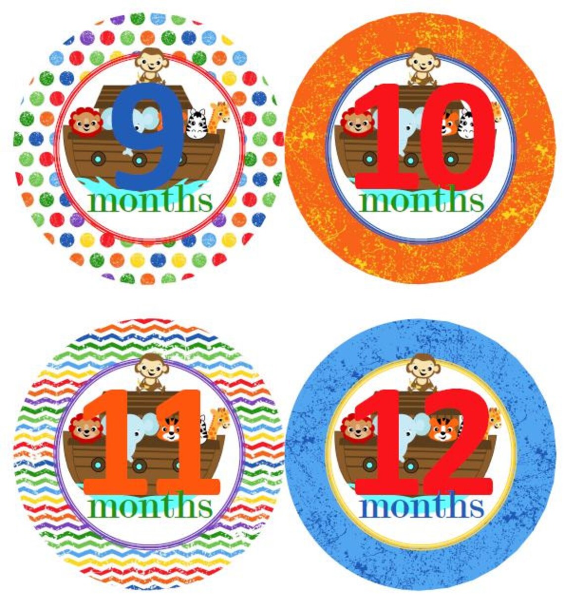 Baby Monthly Milestone Growth Stickers Noahs Ark Baby Nursery - Etsy