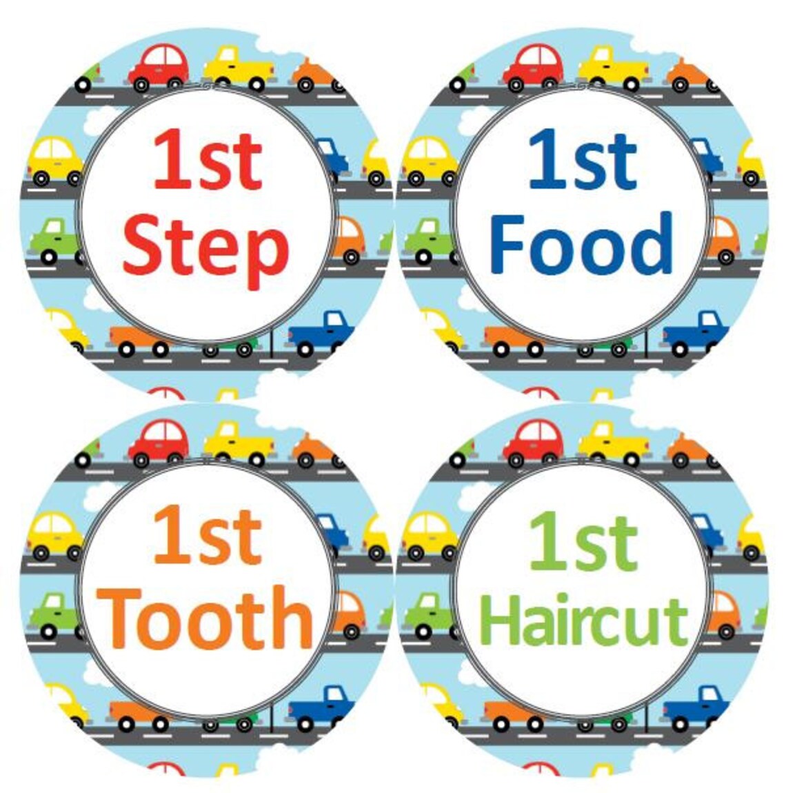 Baby First MILESTONES Stickers Boy Cars Transportation Traffic Theme ...
