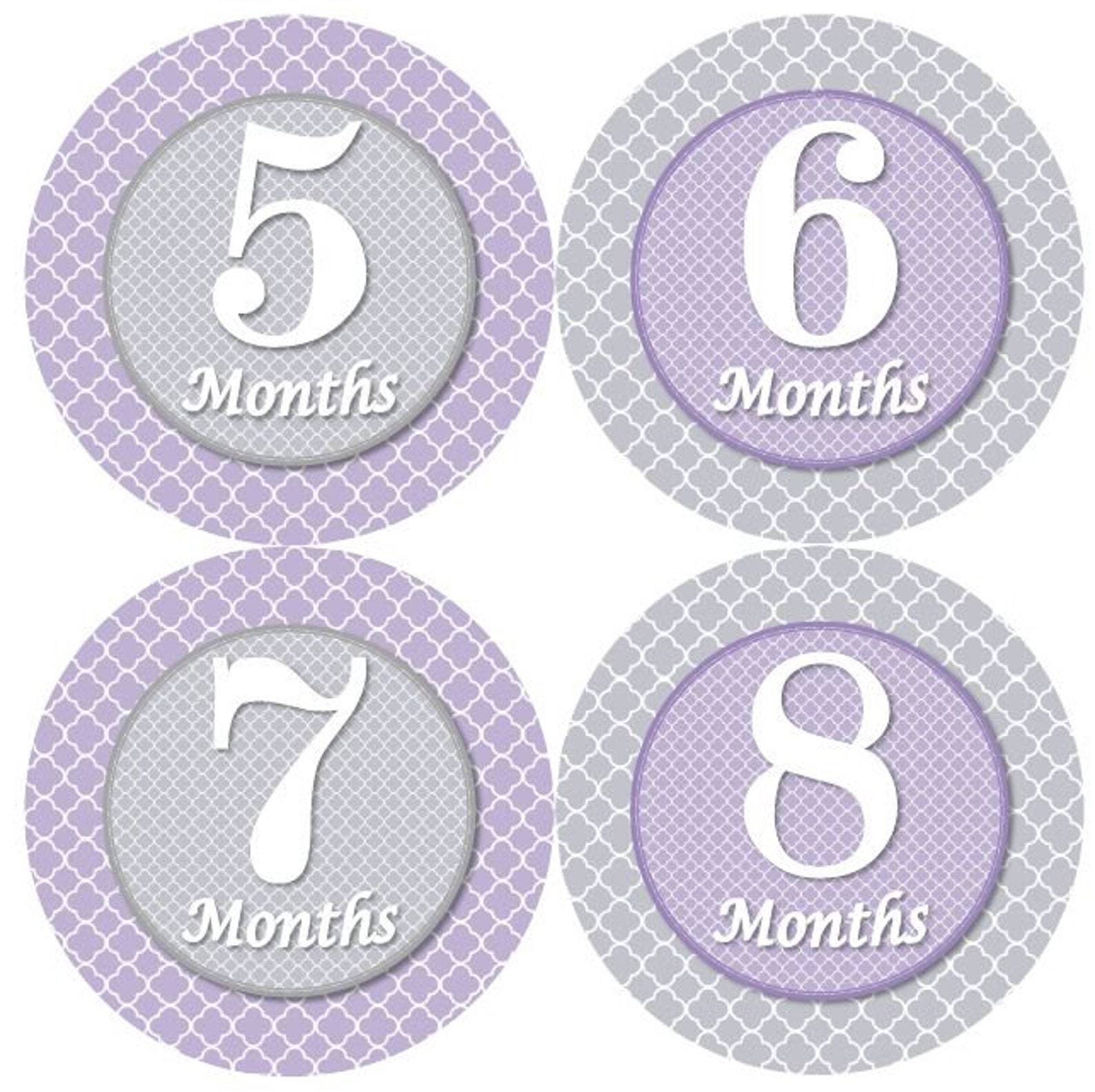 Baby Monthly Milestone Growth Stickers Lavender Grey Clover - Etsy