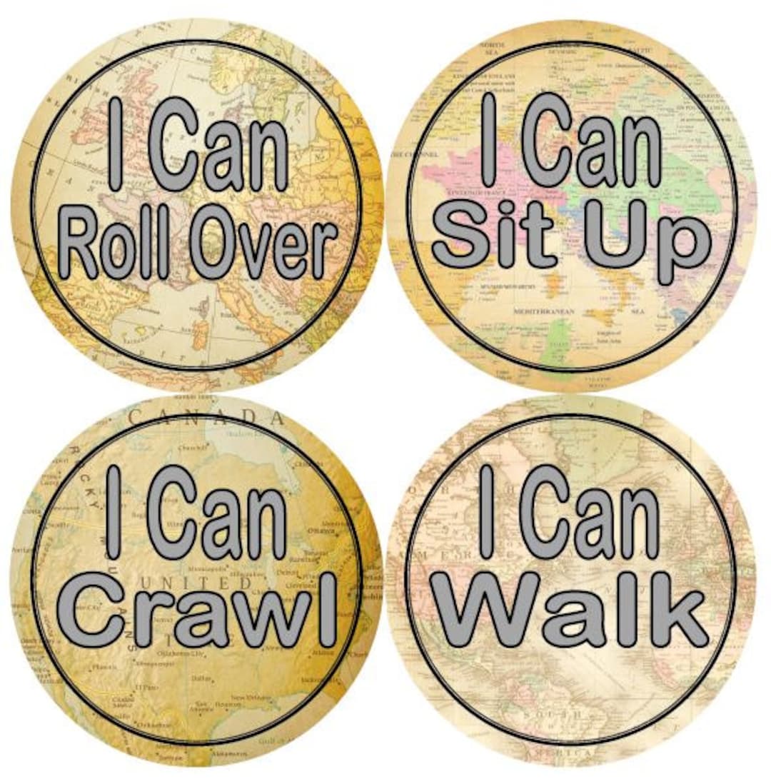 Baby First 1st MILESTONES Stickers Vintage World Maps Travel Nursery ...