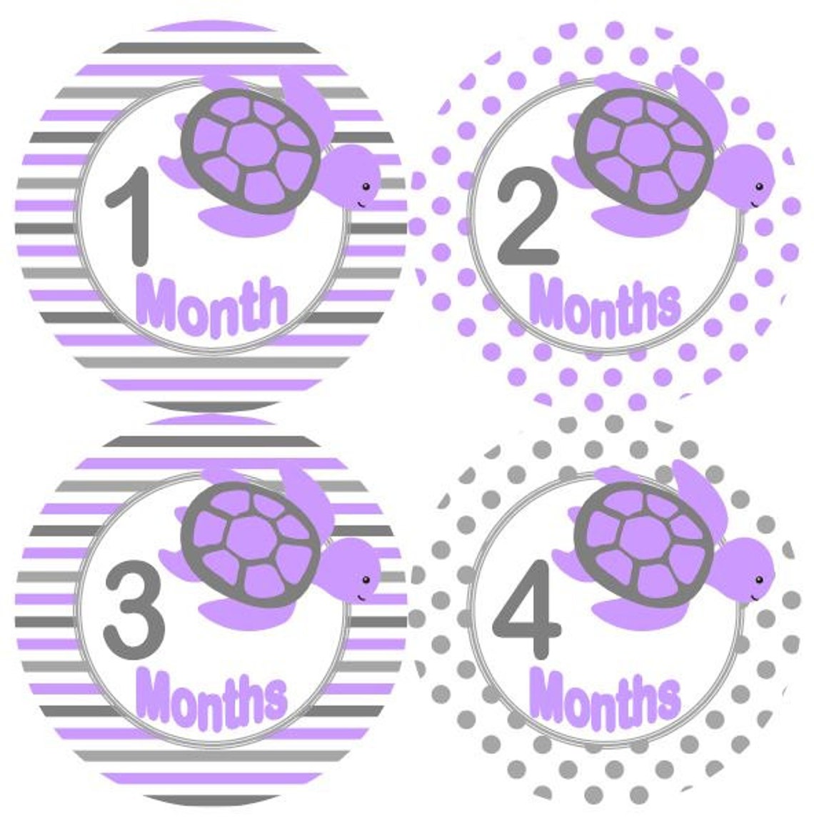 Baby Monthly Milestone Growth Stickers in Lavender Greys Sea | Etsy