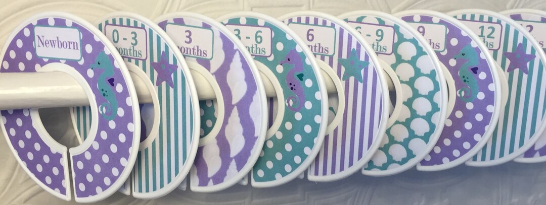 Baby Closet Dividers - Sea Shells Sea Horses Star Fish Lavender Aqua ...
