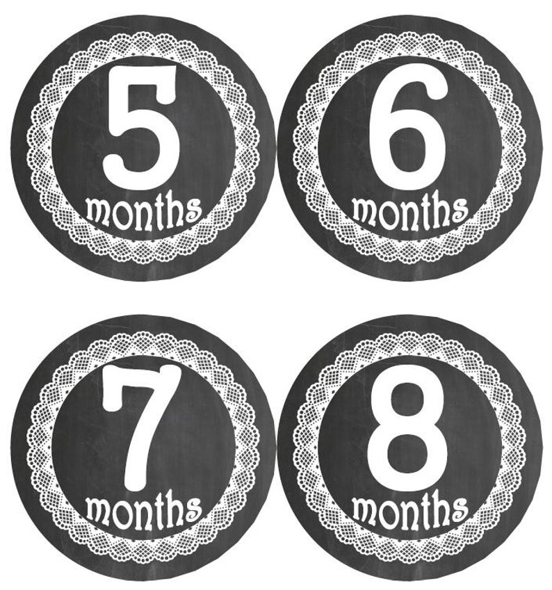 Baby Monthly Milestone Growth Stickers Chalkboard White Lace | Etsy