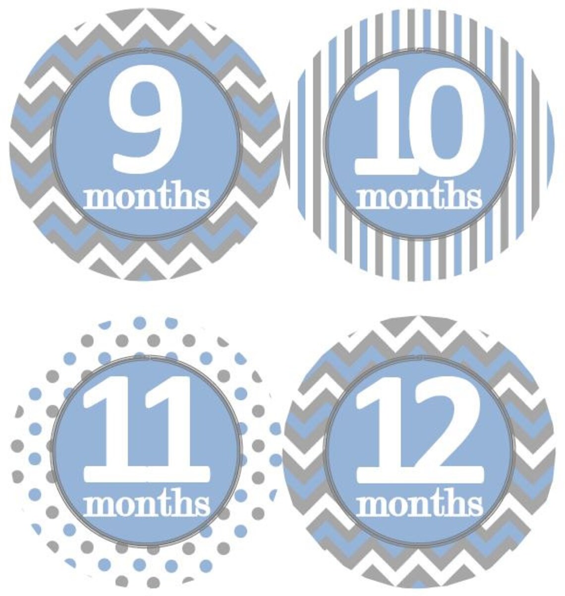 Baby Monthly Milestone Growth Stickers Grey Blue White Dots - Etsy