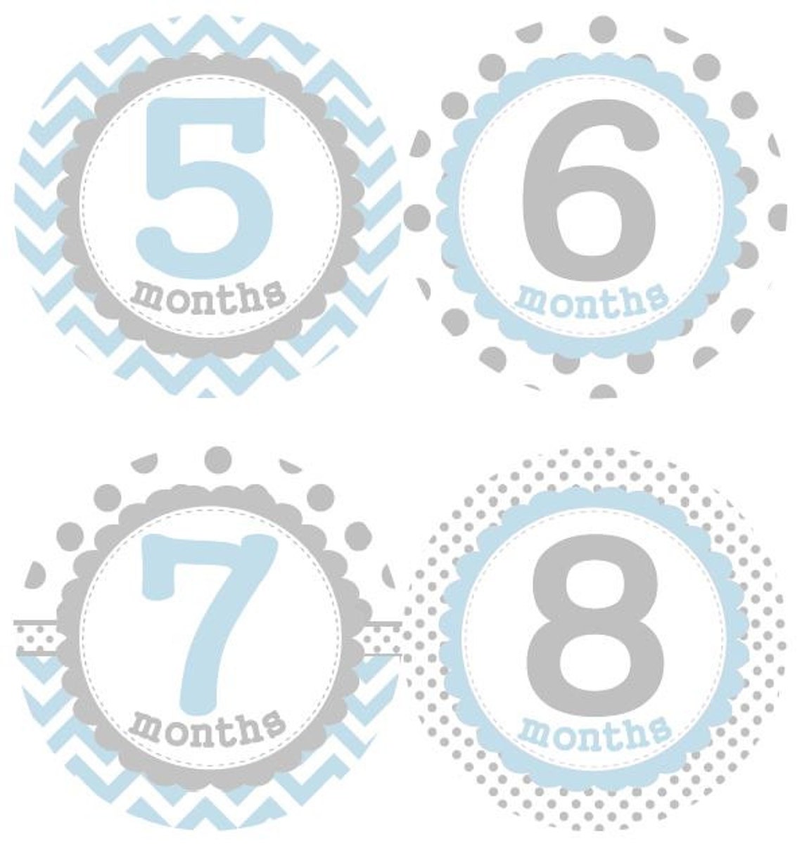 Baby Monthly Milestone Growth Stickers Baby Blue Grey Dots - Etsy