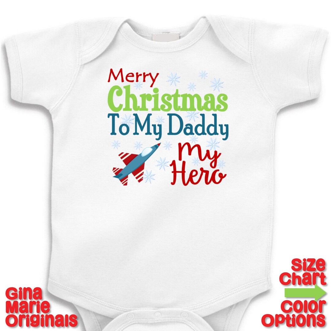 Merry Christmas Air Force Daddy Hero Military Jet T-shirt Bodysuit Baby ...