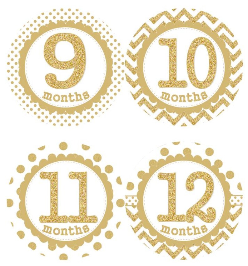 Baby Monthly Milestone Growth Stickers Gold Glitter Dots - Etsy