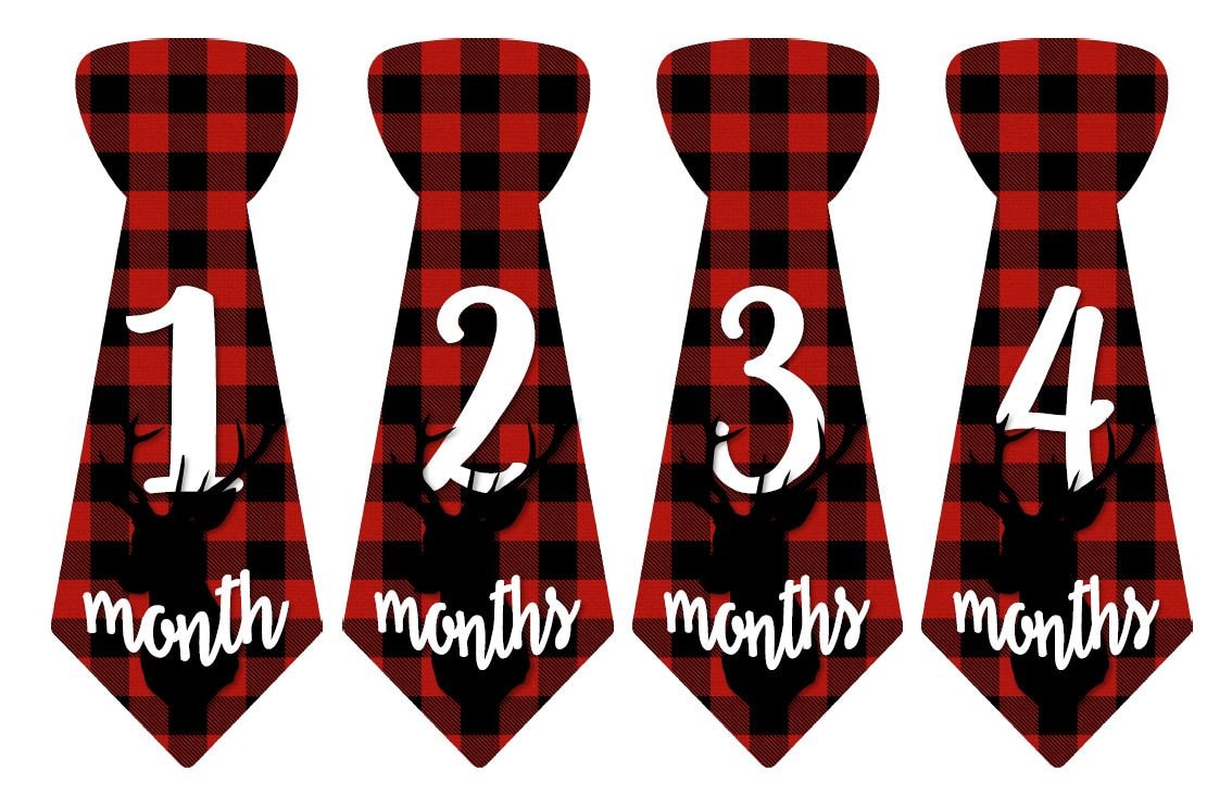 Baby Monthly Milestone Growth Stickers Uncut Boy Ties Red - Etsy