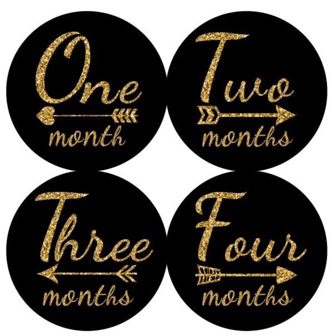 Baby Monthly Milestone Growth Stickers Gold Glitter Black | Etsy