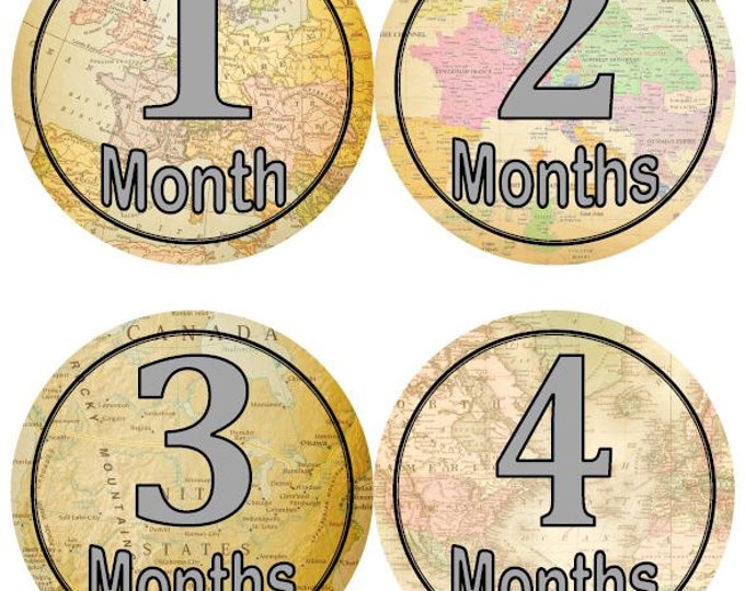 Baby First 1st MILESTONES Stickers Vintage World Maps Travel - Etsy