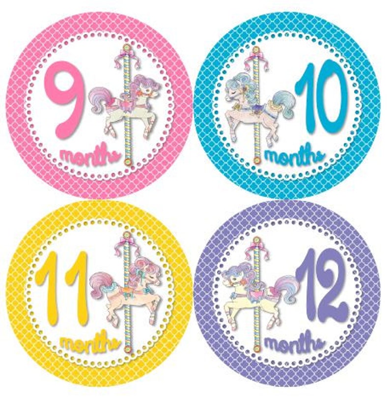 Baby Monthly Milestone Growth Stickers Carousel Horse Merry Go - Etsy