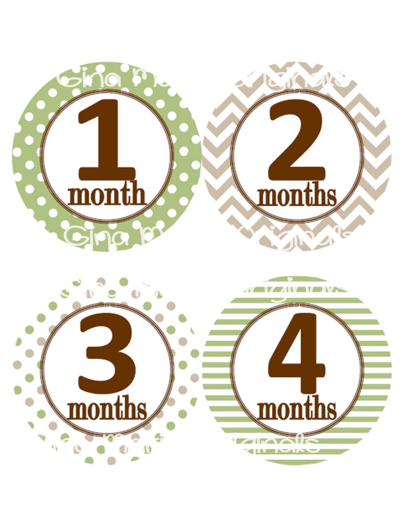Baby Monthly Milestone Growth Stickers Mossy Green Khaki Brown - Etsy