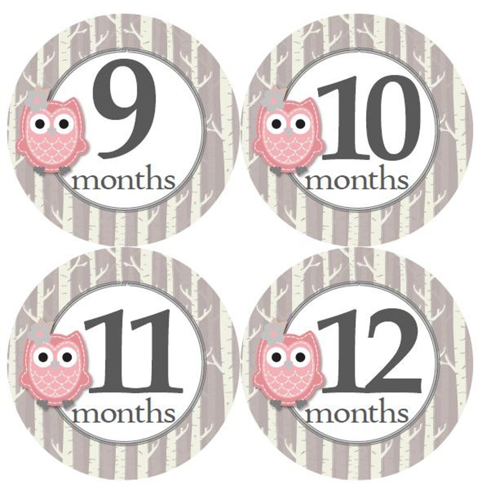 Baby Monthly Milestone Growth Stickers Dusty Rose Pink Owl - Etsy