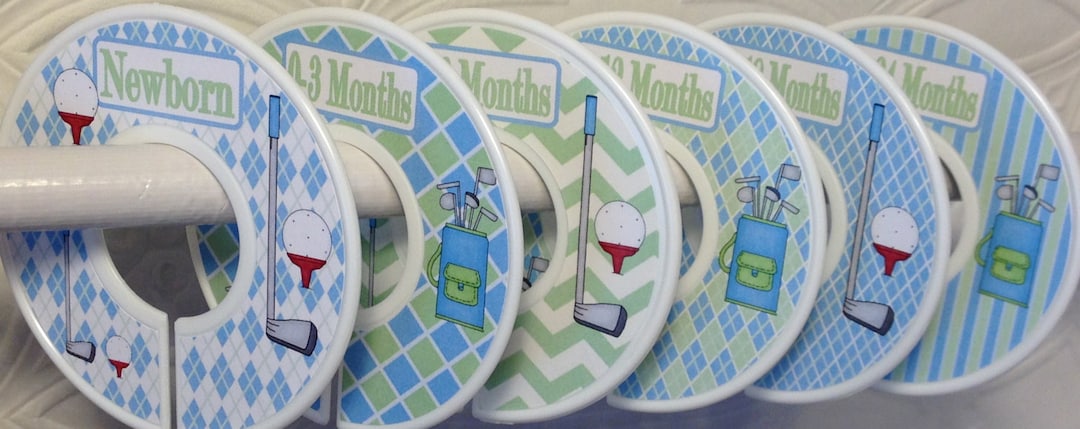 Baby Closet Dividers Blue Green Golf Golfing Golf Clubs Golf Balls ...