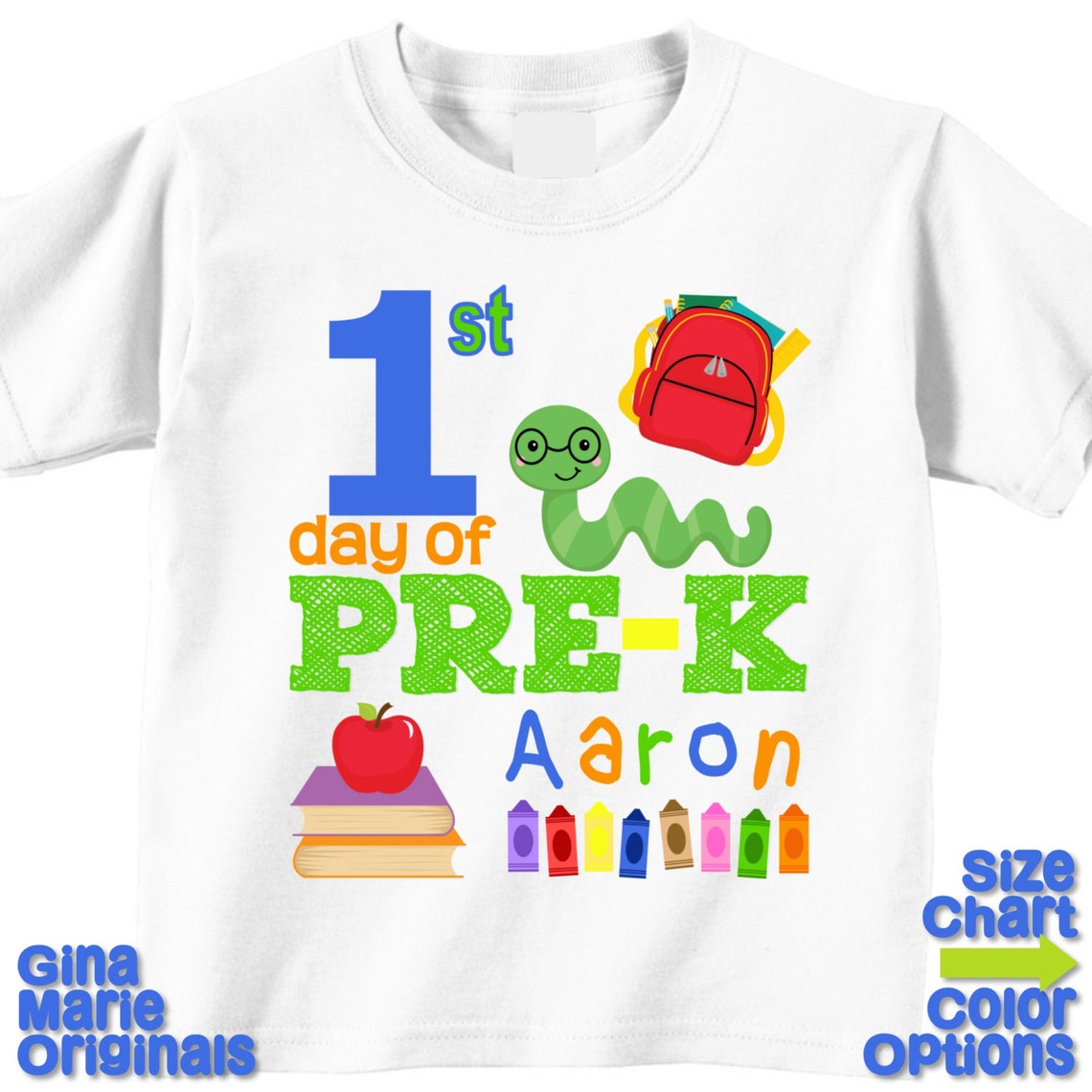 Personalized 1st First Day of Pre-k Preschool Back to School - Etsy