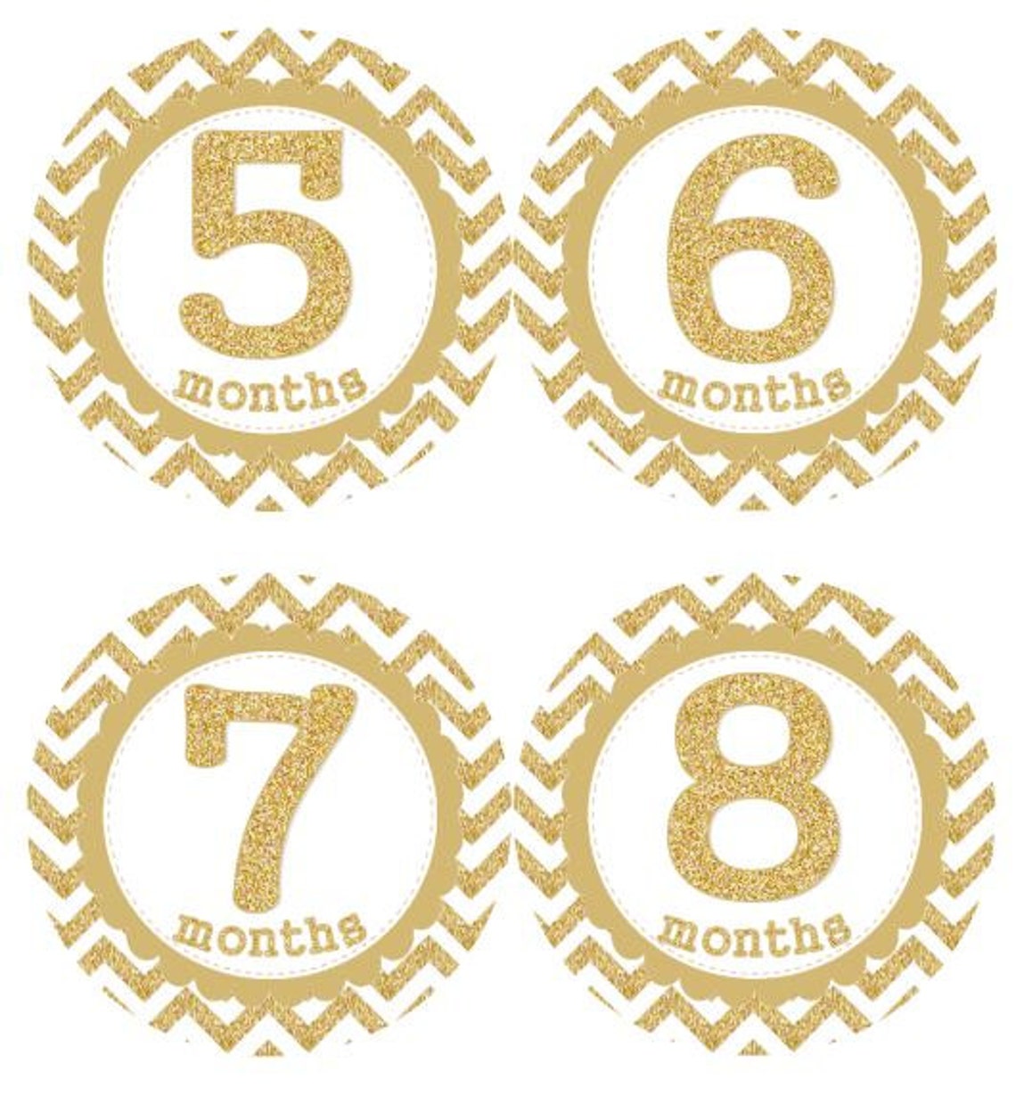 Baby Monthly Milestone Growth Stickers Gold Glitter Chevrons - Etsy