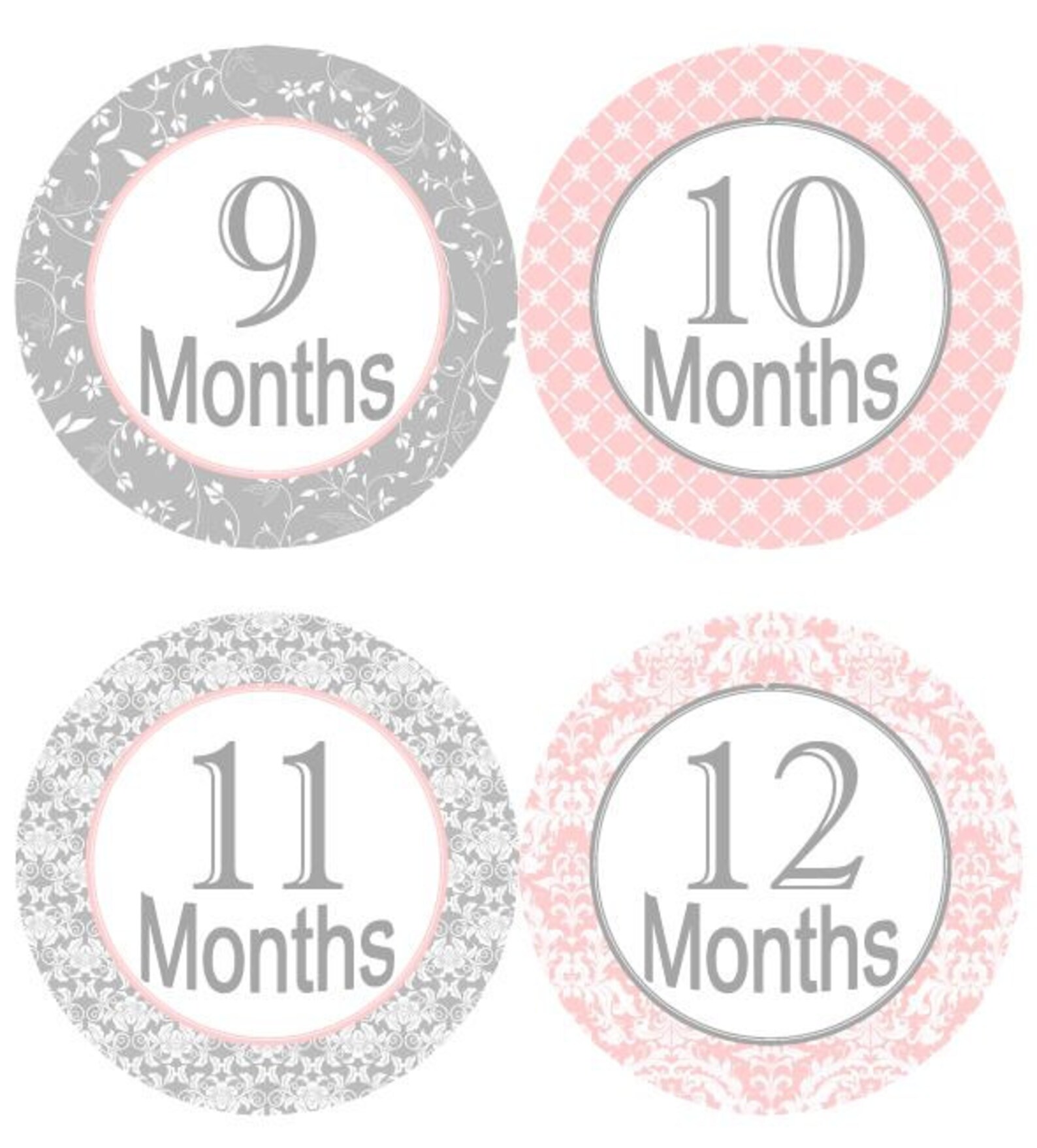 Baby Monthly Milestone Growth Stickers Shabby Elegance Pink - Etsy