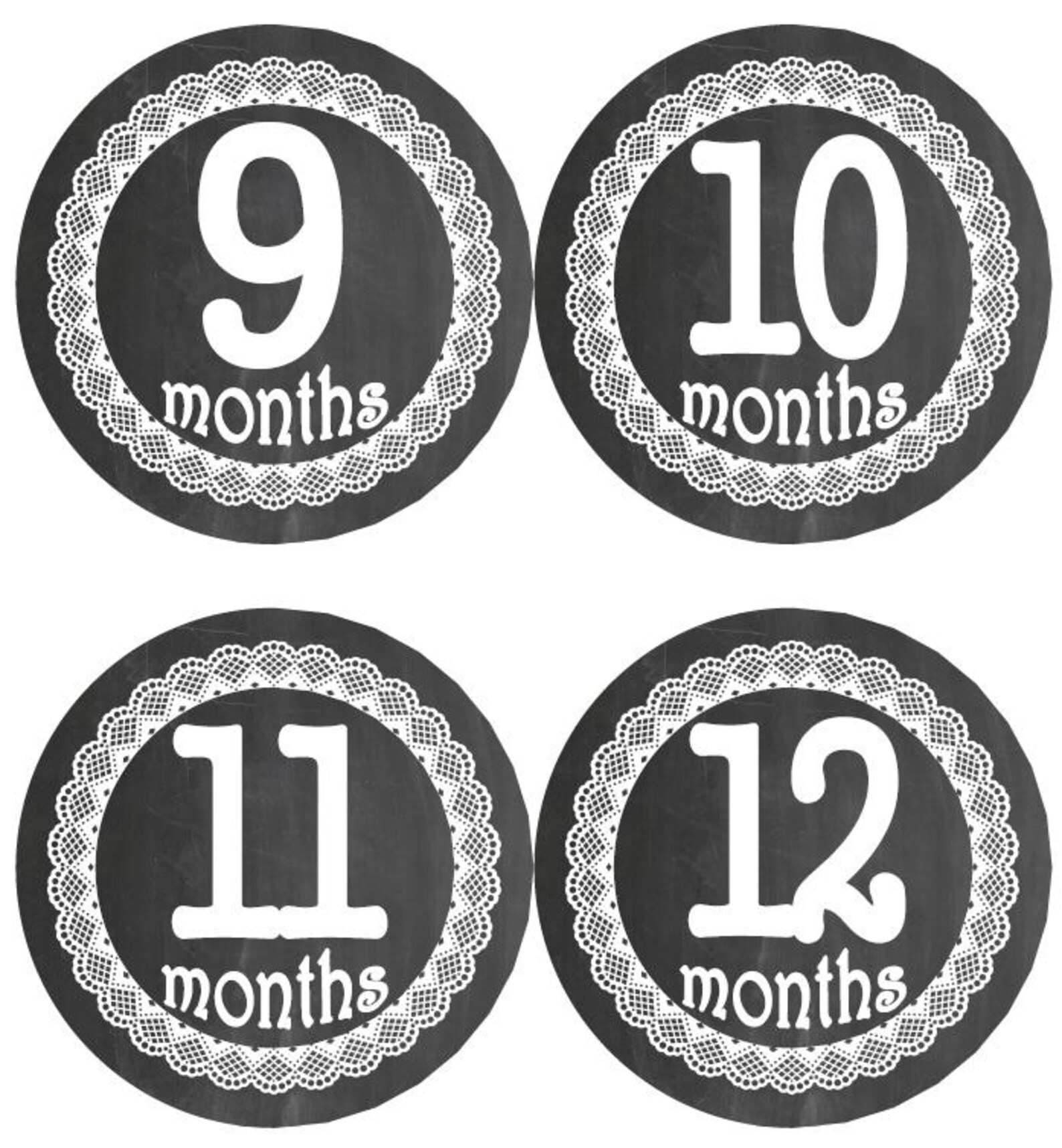 Baby Monthly Milestone Growth Stickers Chalkboard White Lace | Etsy