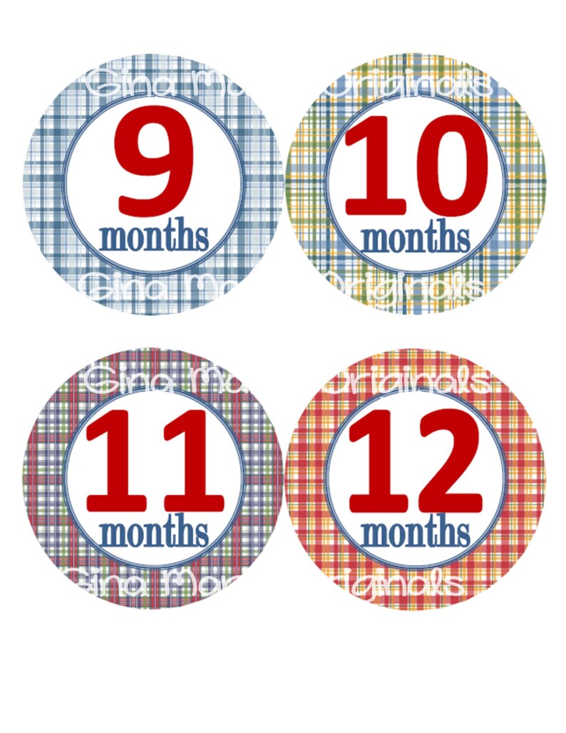 Baby Monthly Milestone Growth Stickers Preppy Navy Blue Red - Etsy
