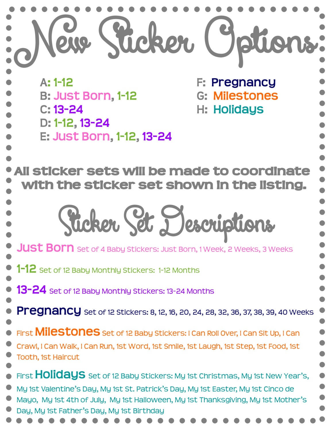 Baby Monthly Milestone Growth Stickers Red Blue Green Black - Etsy