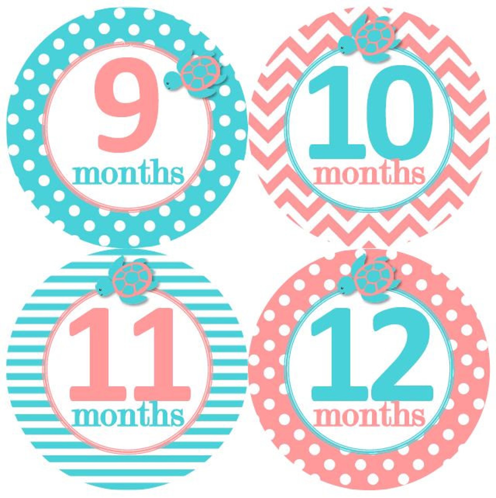Baby Monthly Milestone Growth Stickers Nautical Turquoise - Etsy