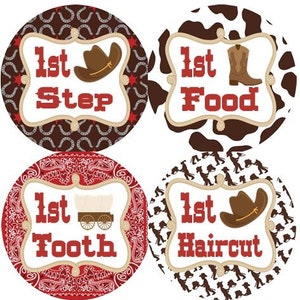 Baby 1st MILESTONE Stickers in Cowboys Western Red Brown Blue - Etsy