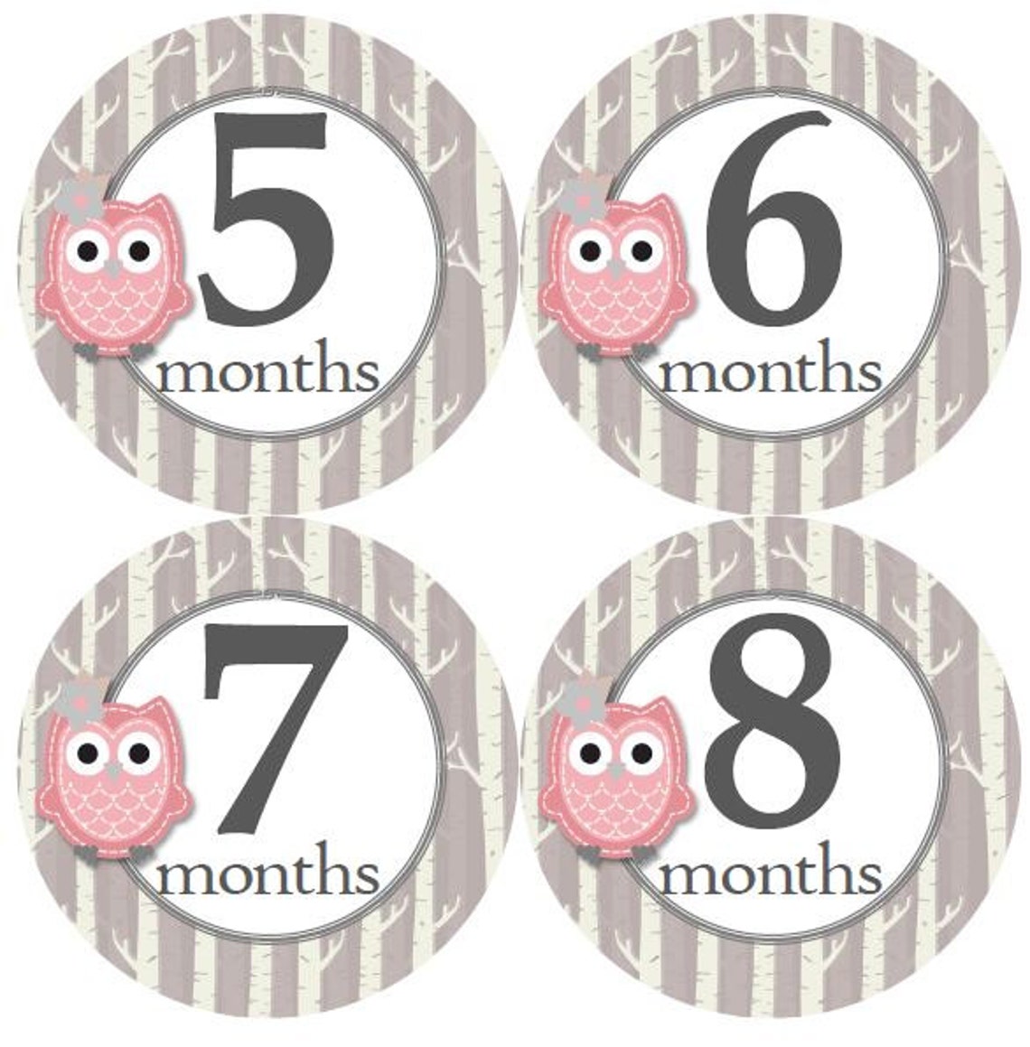 Baby Monthly Milestone Growth Stickers Dusty Rose Pink Owl - Etsy
