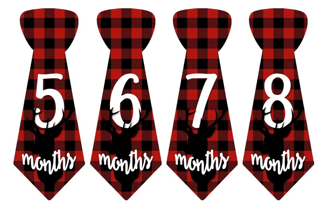 Baby Monthly Milestone Growth Stickers Uncut Boy Ties Red - Etsy