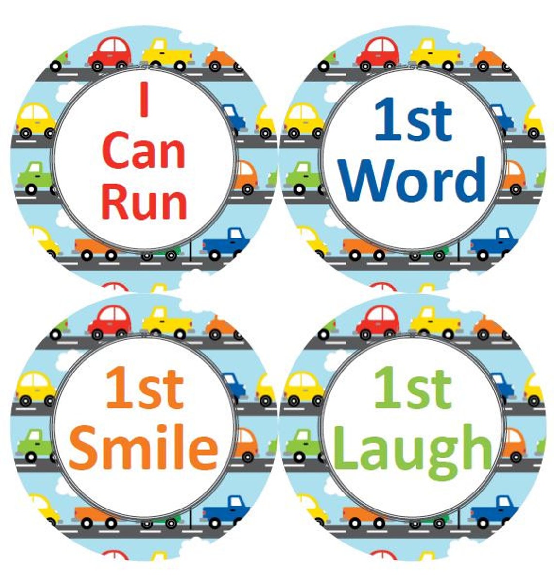 Baby First MILESTONES Stickers Boy Cars Transportation Traffic Theme ...