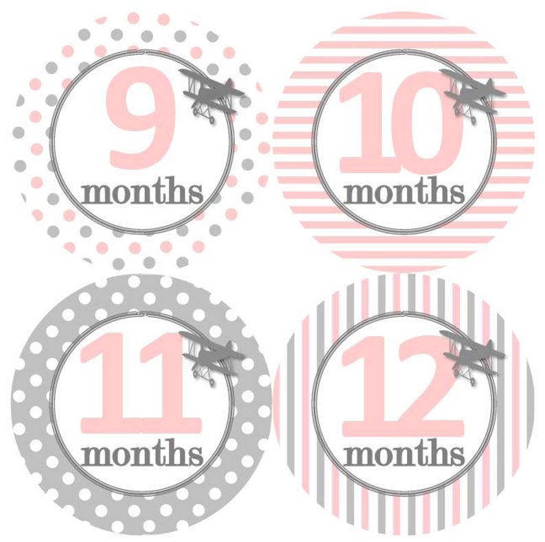 Baby Monthly Milestone Growth Stickers Light Pink Grey | Etsy