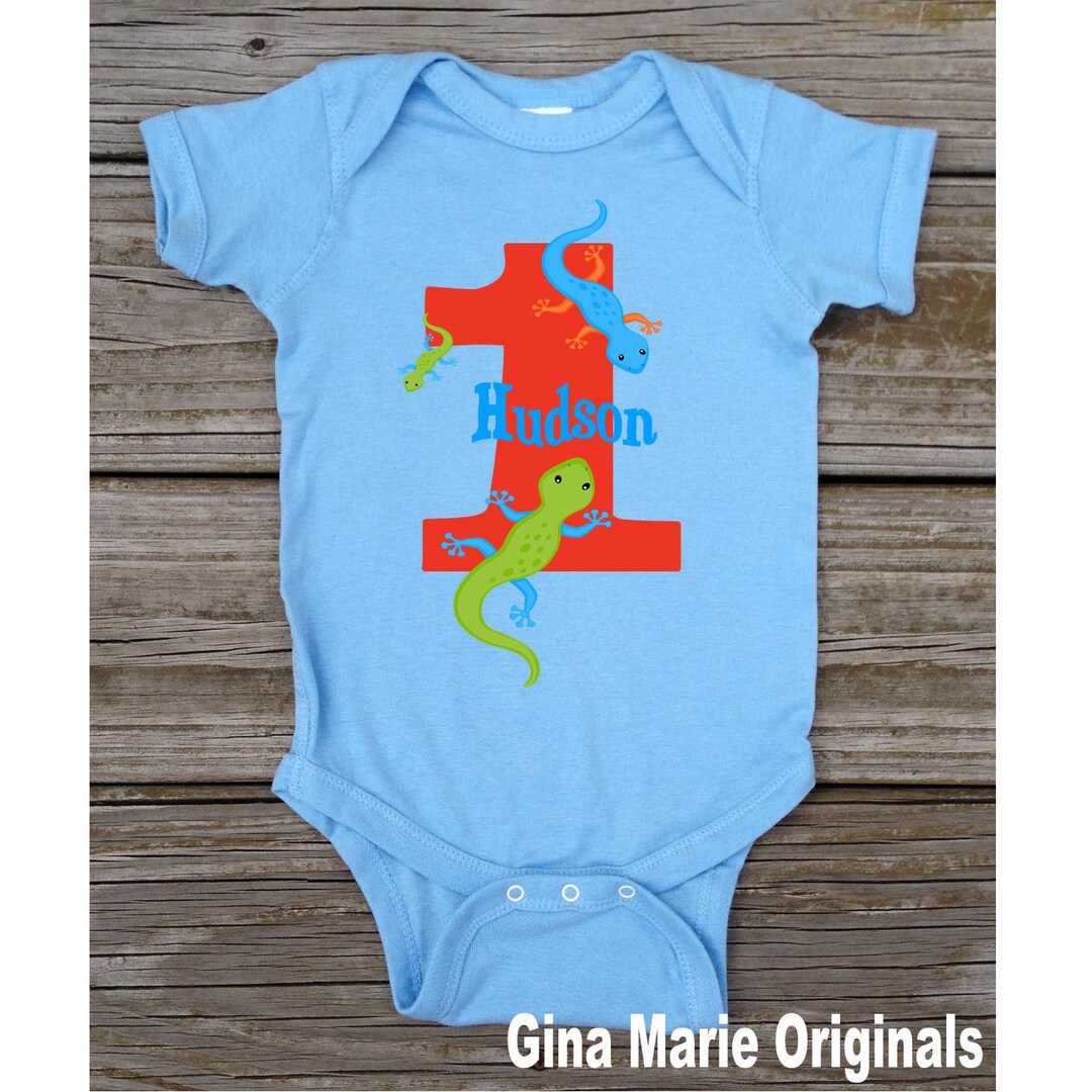 Personalized Lizard 1st First Birthday T-shirt or Bodysuit Lizard ...