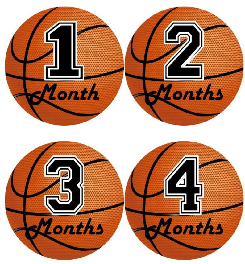 Baby Monthly Milestone Growth Stickers in Basketball Sports MS505 ...
