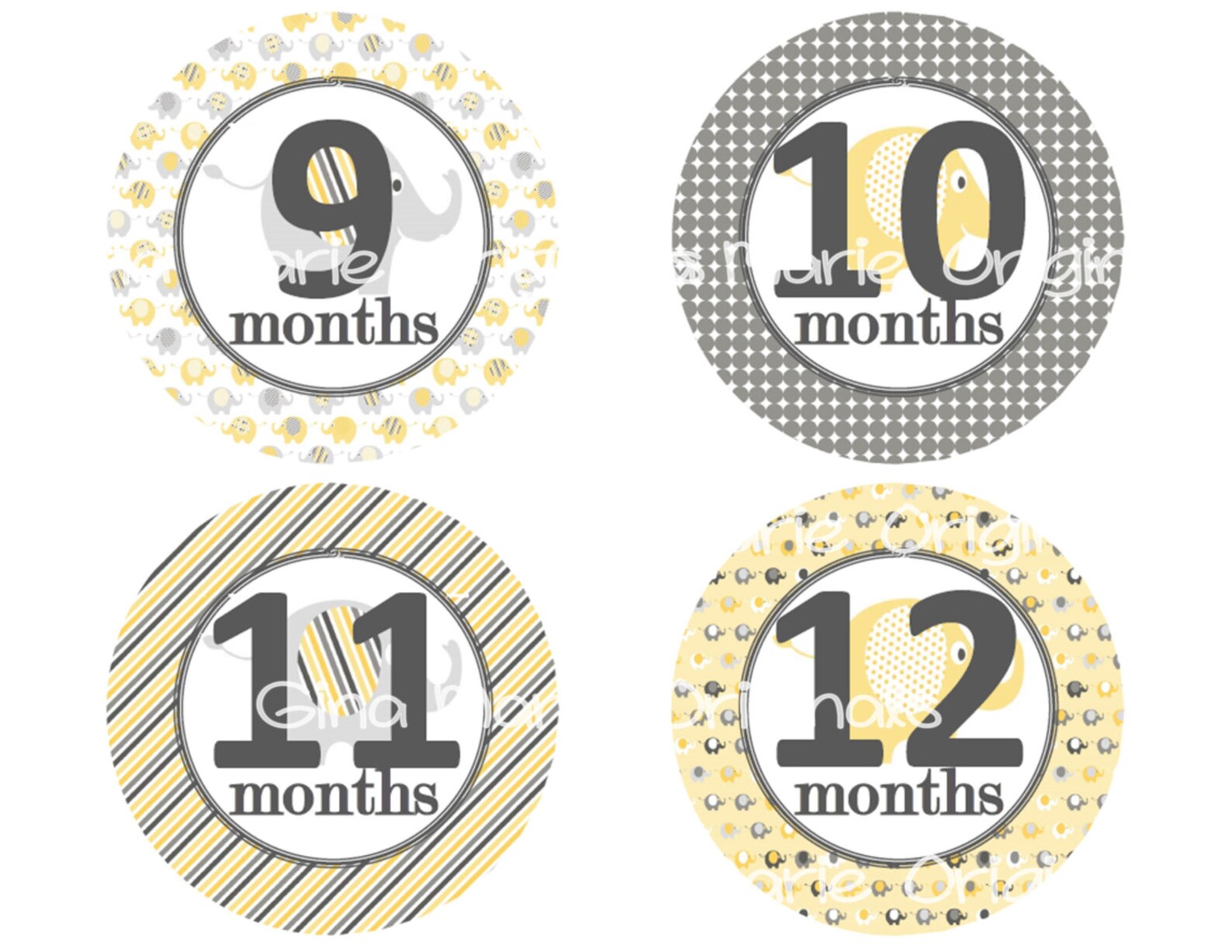 Baby Monthly Milestone Growth Stickers Grey and Yellow | Etsy